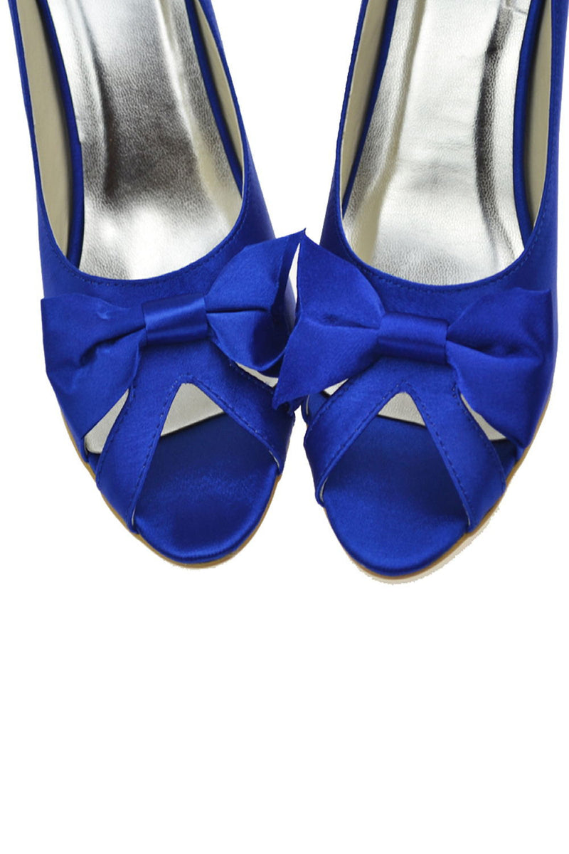 Modest Beautiful Handmade Royal Blue Peep Toe Shoes – Okdresses